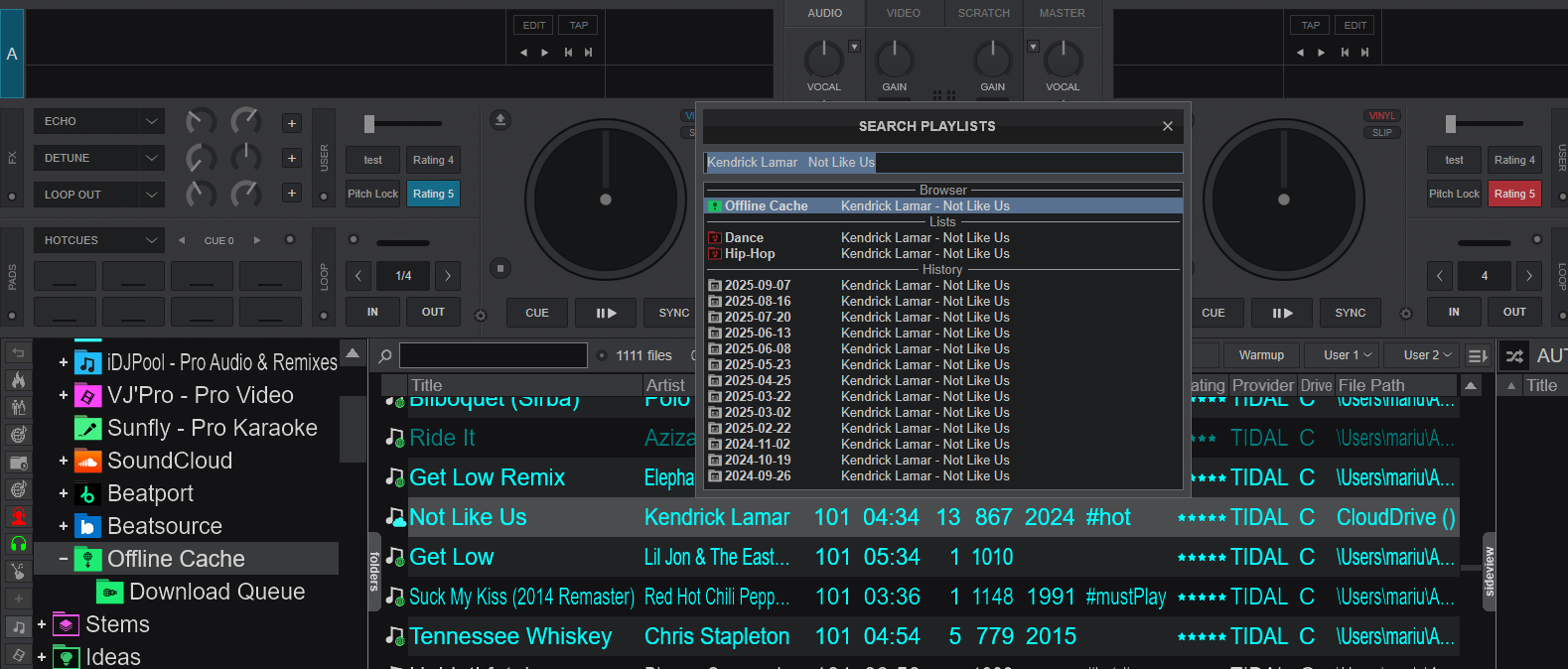 VirtualDJ - Virtualdj restarts when loading a file reported as not found
